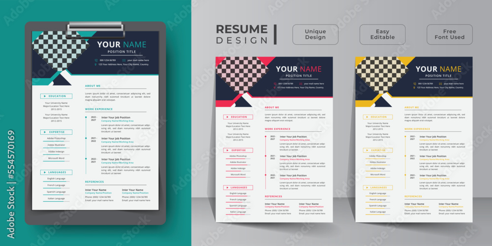 Creative and Modern resume template design with A4 letter layout ...