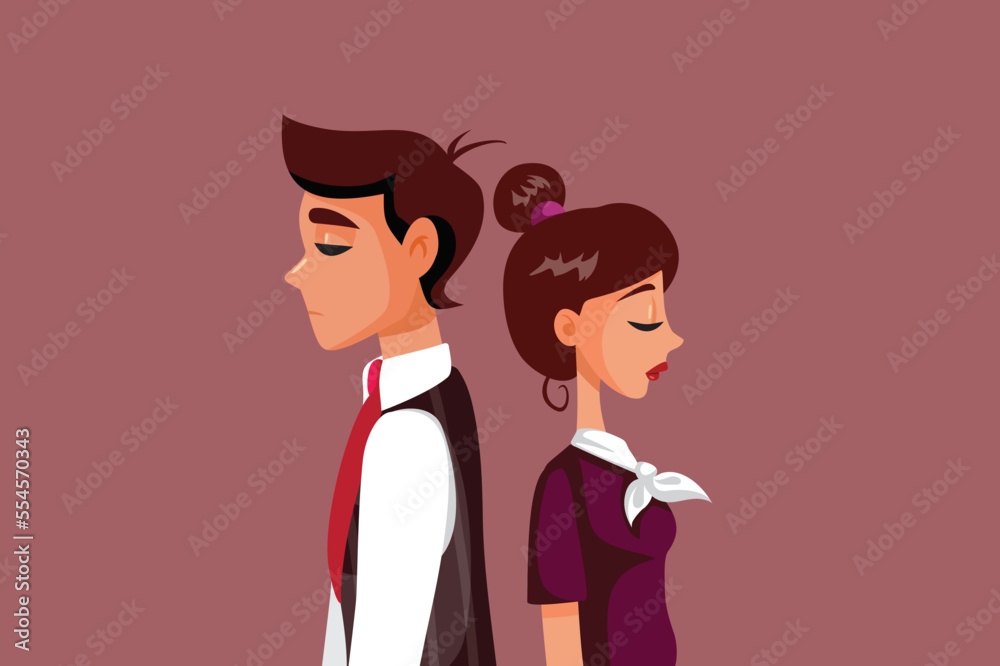 Unhappy Couple Not Speaking to Each Other vector Cartoon Illustration ...