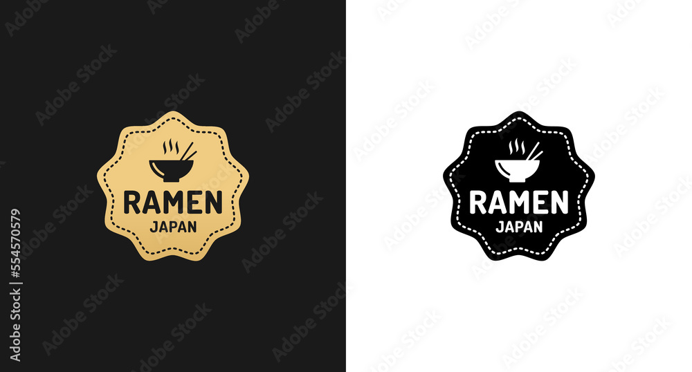 ramen logo or ramen logo vector on white and black background. Ramen ...