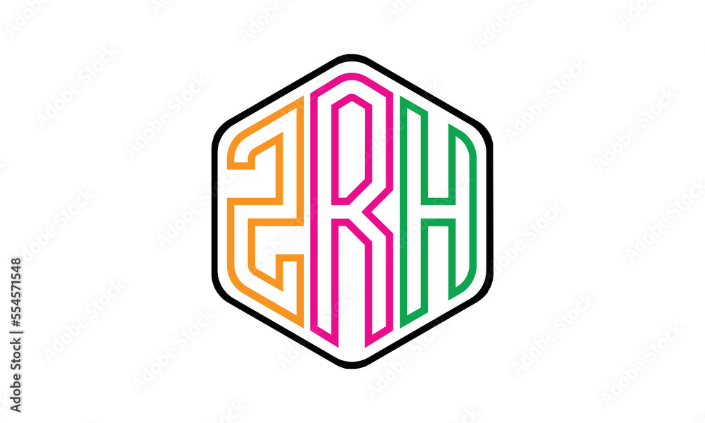 ZRH three-letter polygon iconic logo design vector template, monogram ...