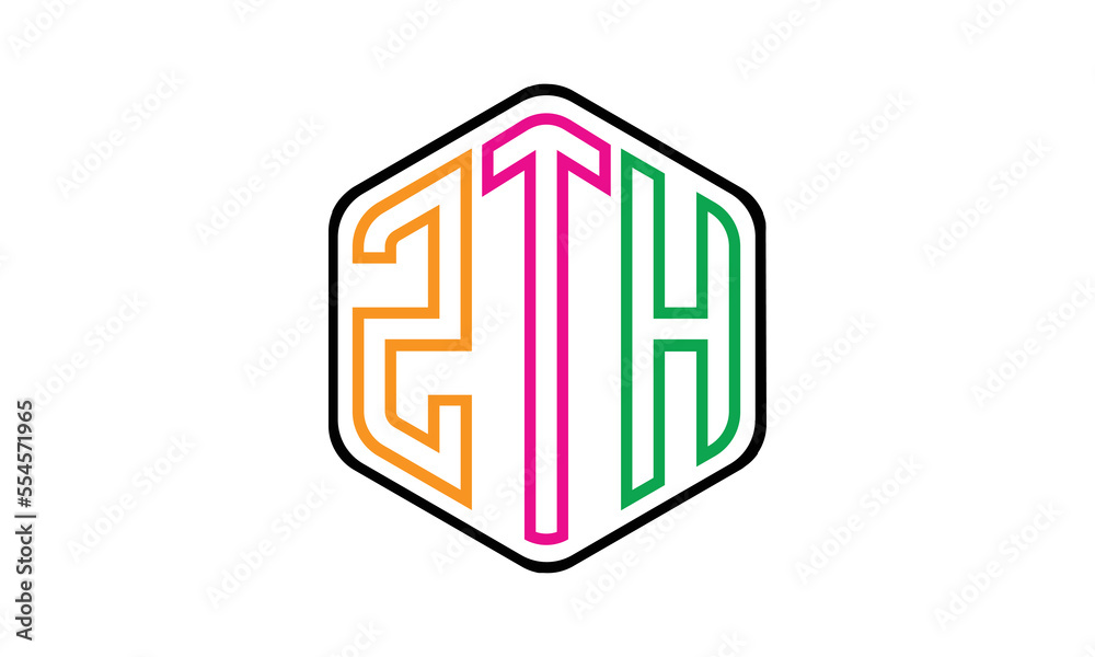 ZTH three-letter polygon iconic logo design vector template, monogram ...