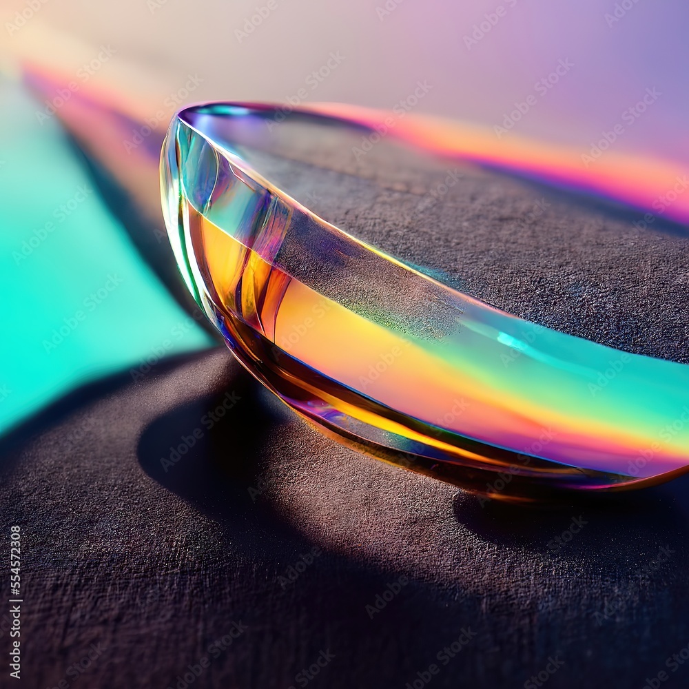 Oval shape like the lens of a pair of glasses, refraction and ...