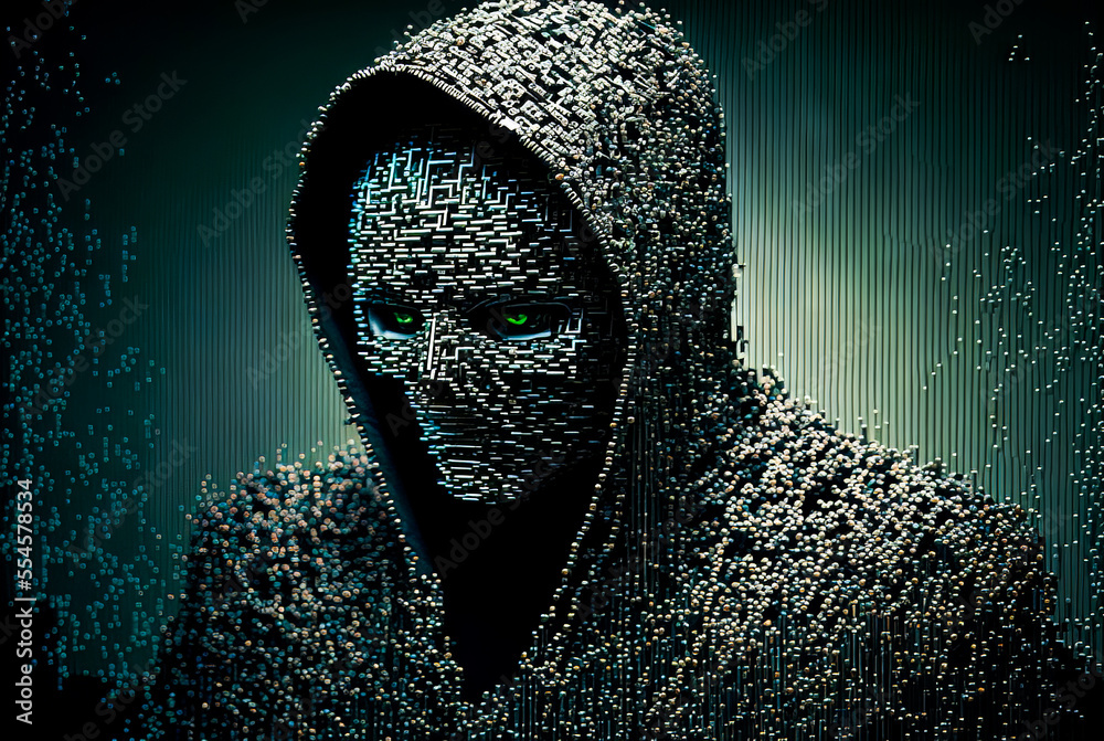 computer hacker made of 1000 diodes ransomware cyber security threat ...