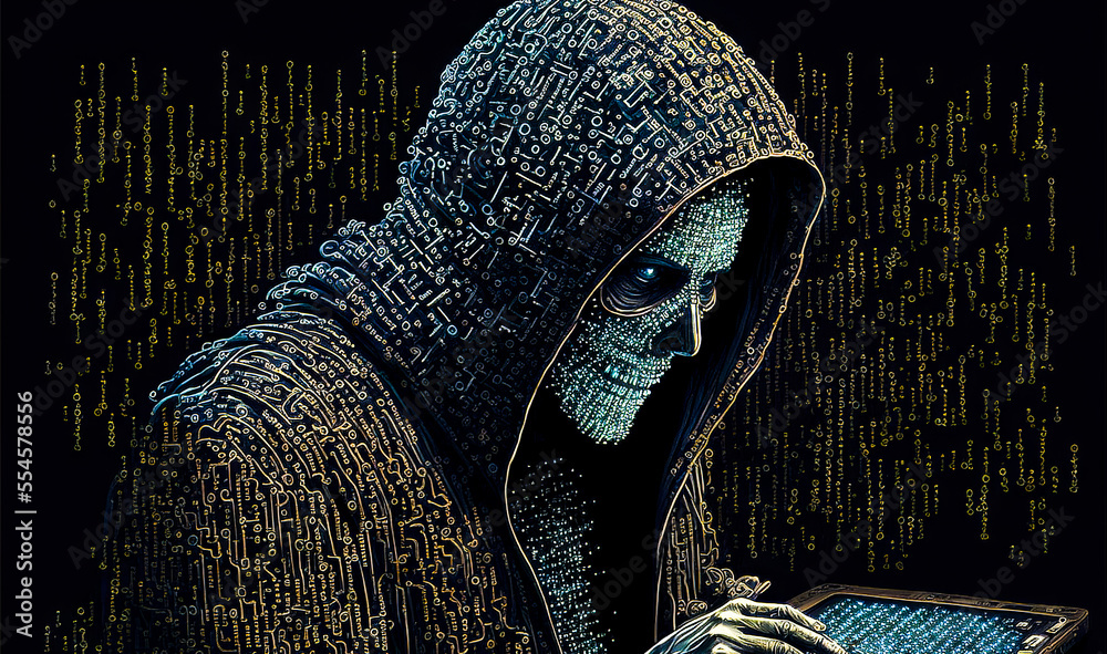 computer hacker made of 1000 diodes ransomware cyber security threat ...