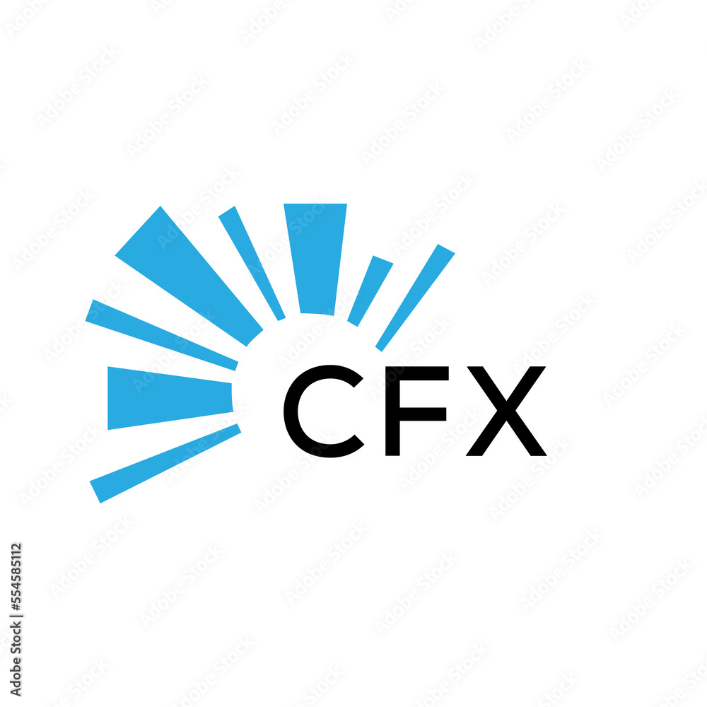 CFX letter logo. CFX blue image on white background and black letter ...
