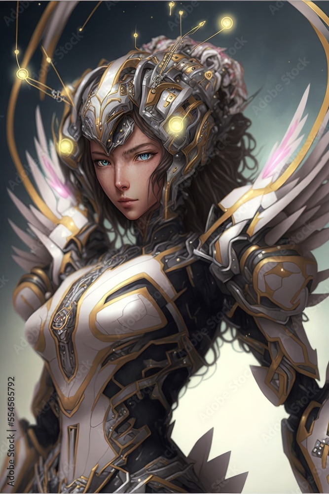 AI Generated Angelic Mecha Warrior: Sci-Fi Art Illustration Stock ...