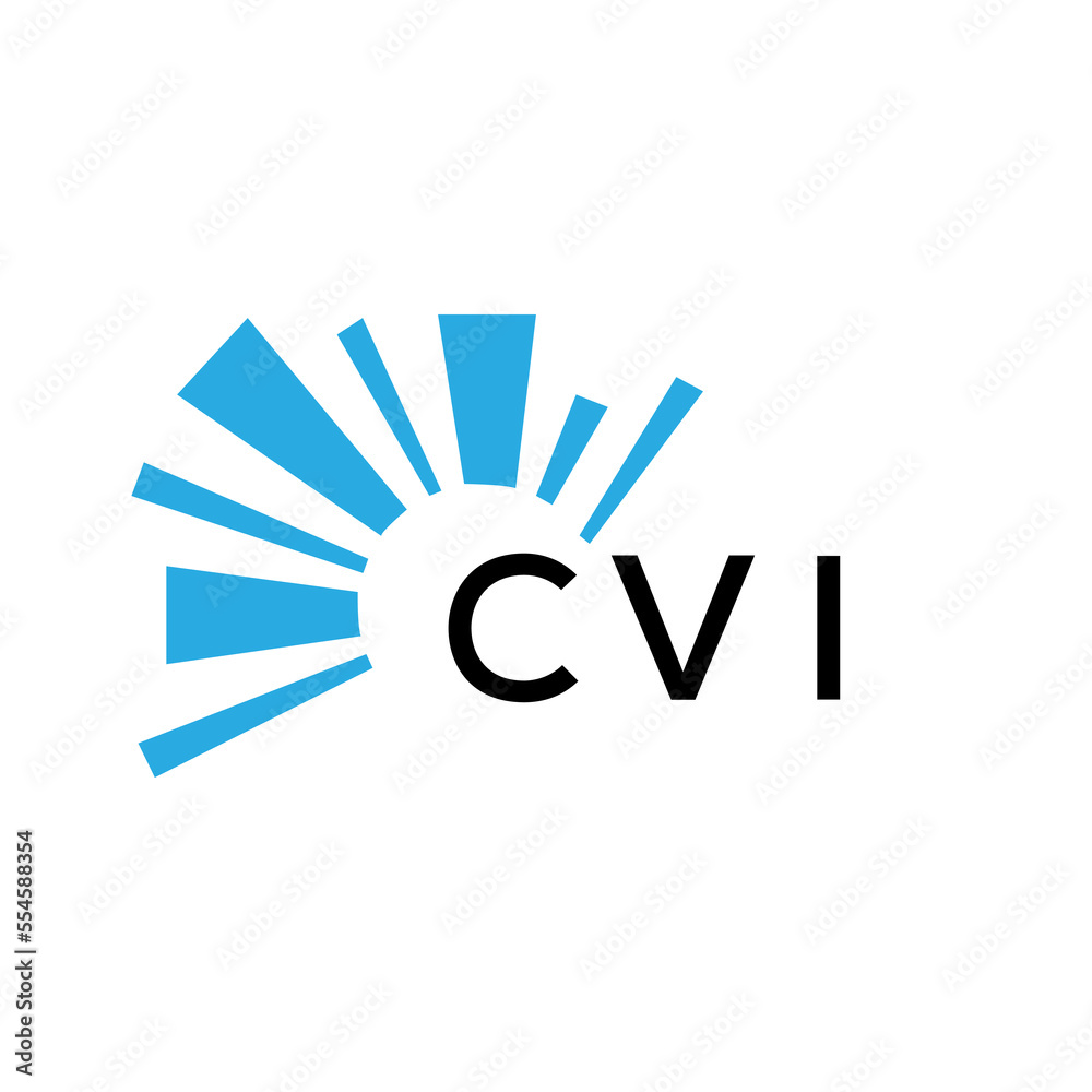 CVI letter logo. CVI blue image on white background and black letter ...