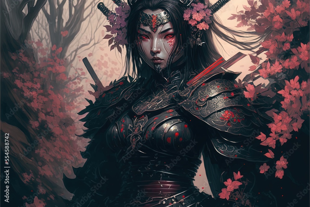 AI Generated Samurai in Bloom: Japanese Art Illustration This stunning ...