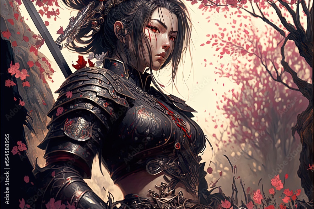 AI Generated Samurai in Bloom: Japanese Art Illustration This stunning ...