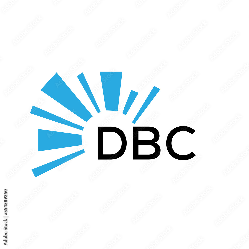 DBC letter logo. DBC blue image on white background and black letter ...