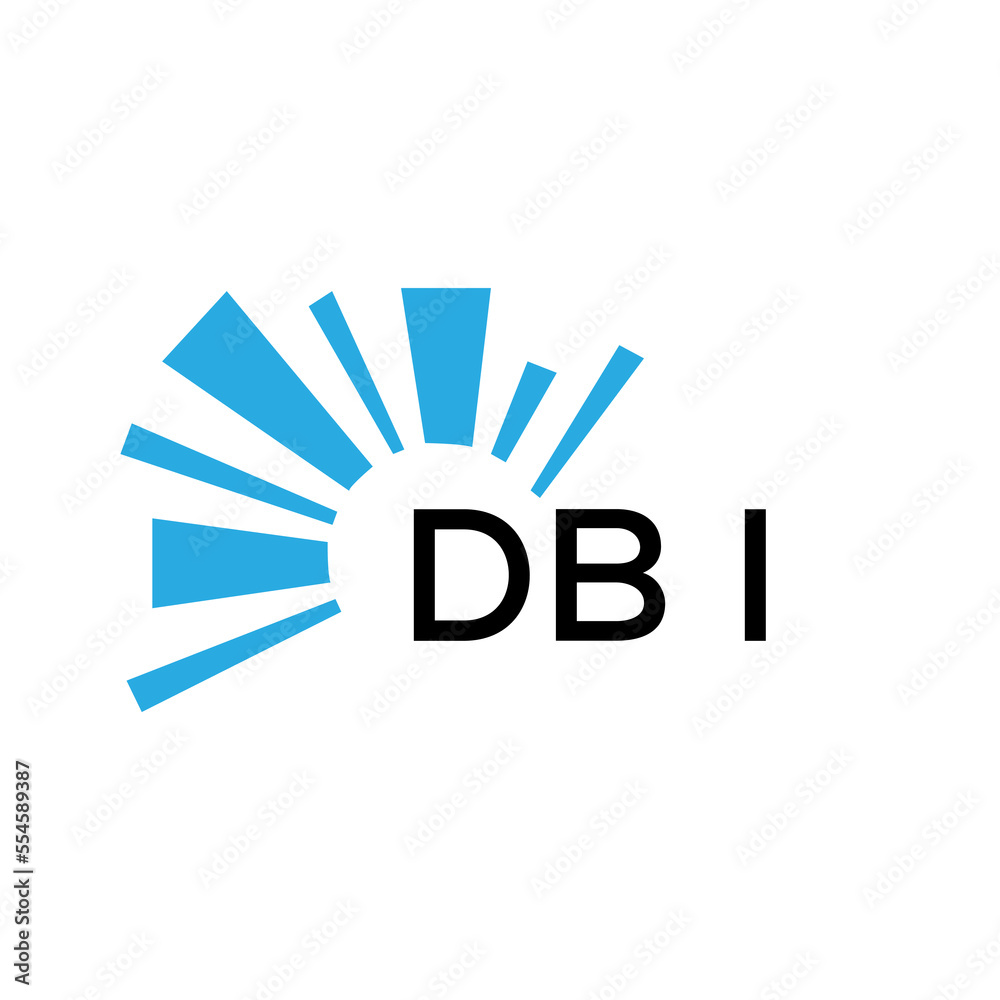DBI letter logo. DBI blue image on white background and black letter ...