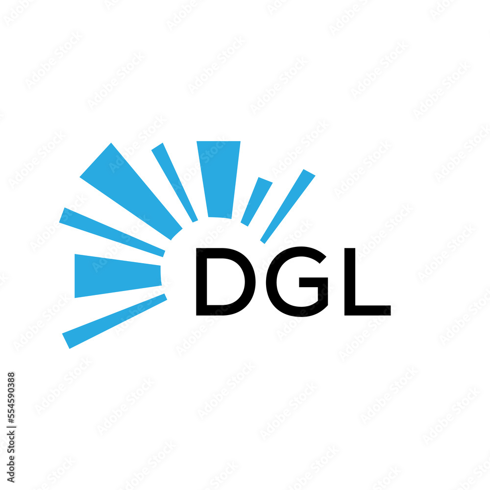 DGL letter logo. DGL blue image on white background and black letter ...