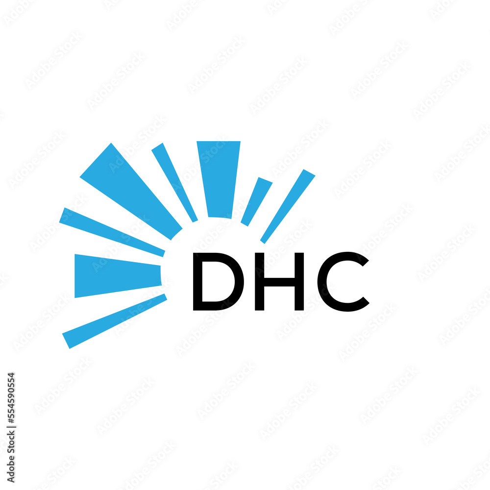DHC letter logo. DHC blue image on white background and black letter ...