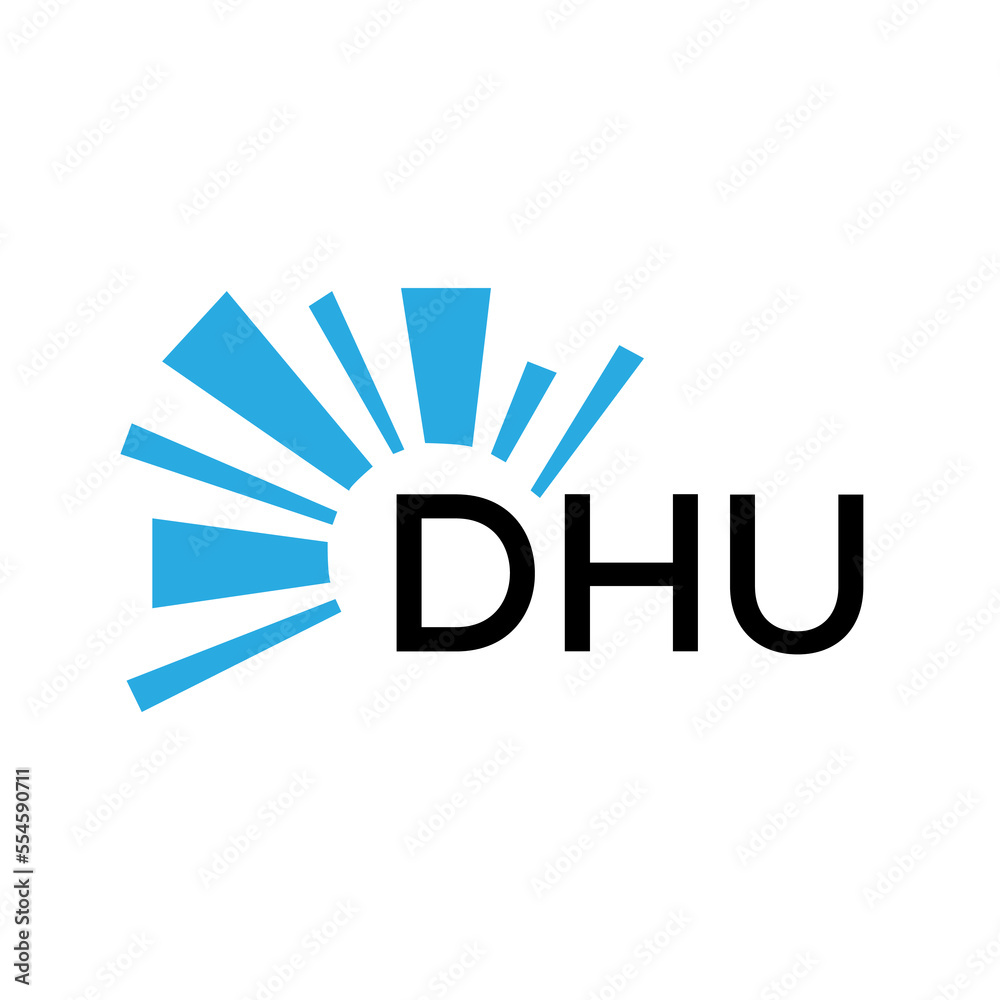 Vetor de DHU letter logo. DHU blue image on white background and black ...