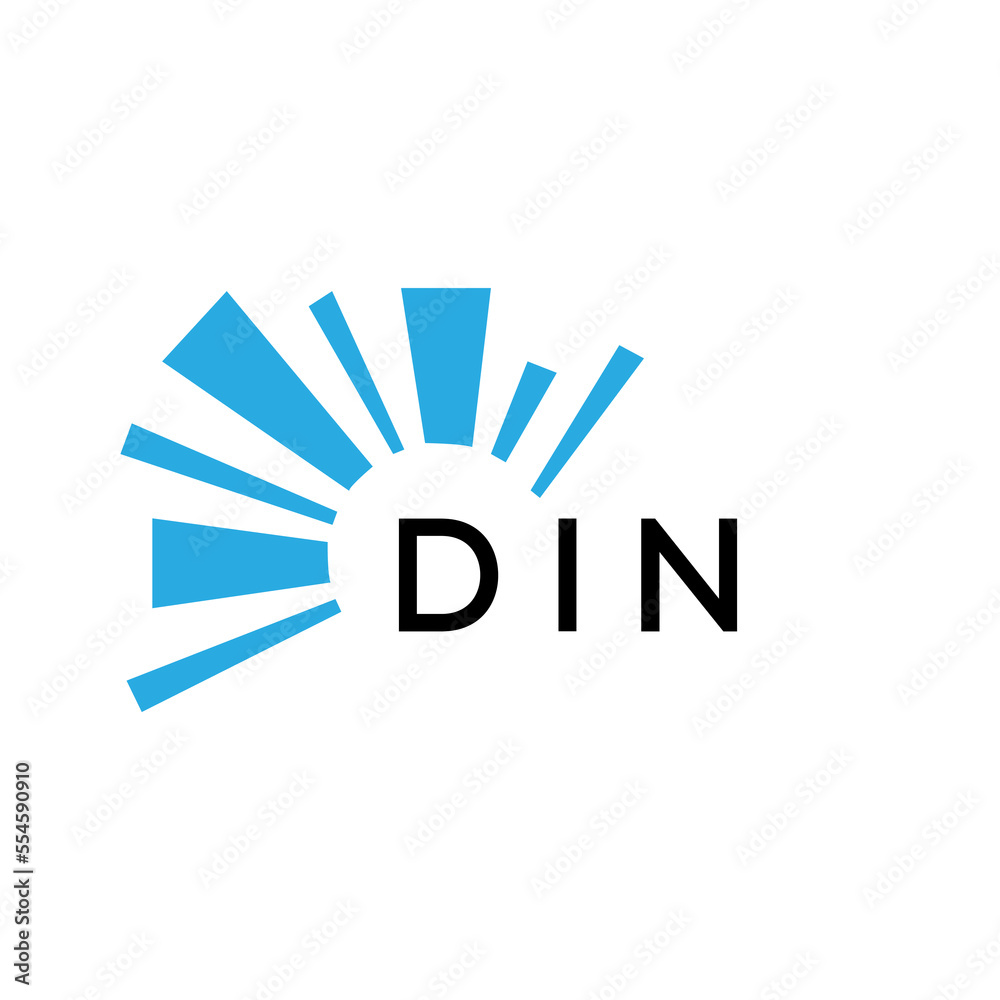 DIN letter logo. DIN blue image on white background and black letter ...