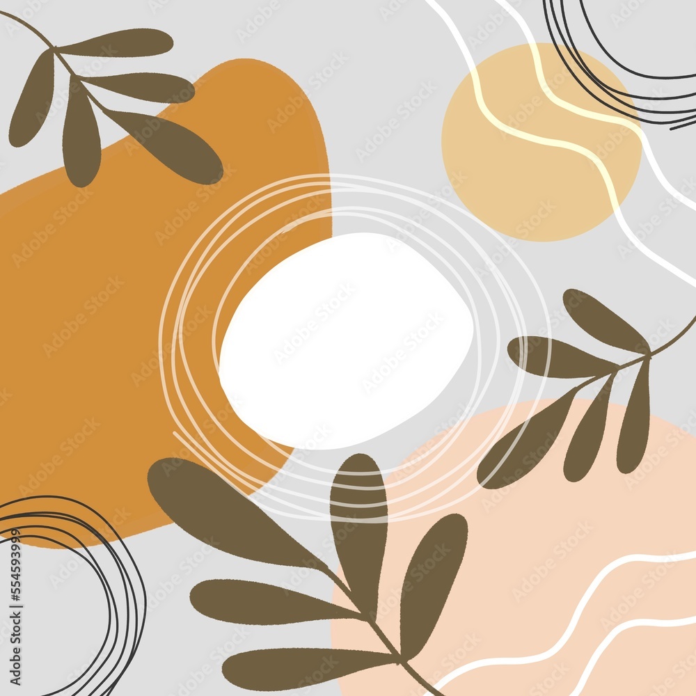 Abstract floral minimalism background neutral colors, boho art ...