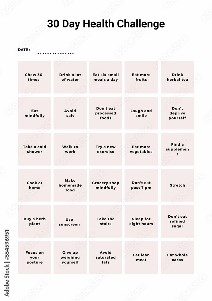 30 Day Health Challenge Stock Illustration | Adobe Stock