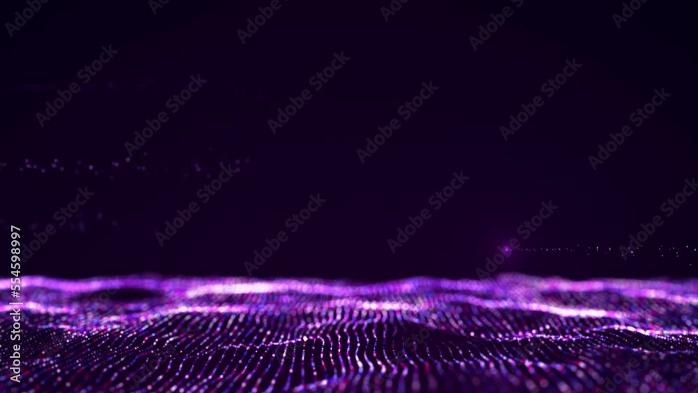 Abstract technology wave of particles. Big data visualization. Dark ...