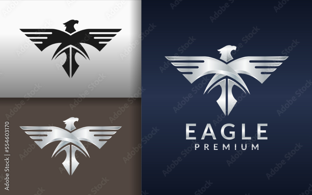 Modern Eagle Logo Design with Chrome Metallic Style Concept. Stock ...