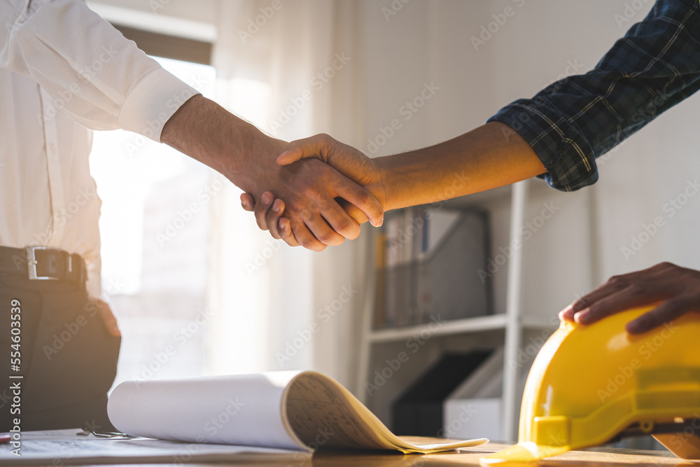 Successful team building asian young male, man or builder group ...