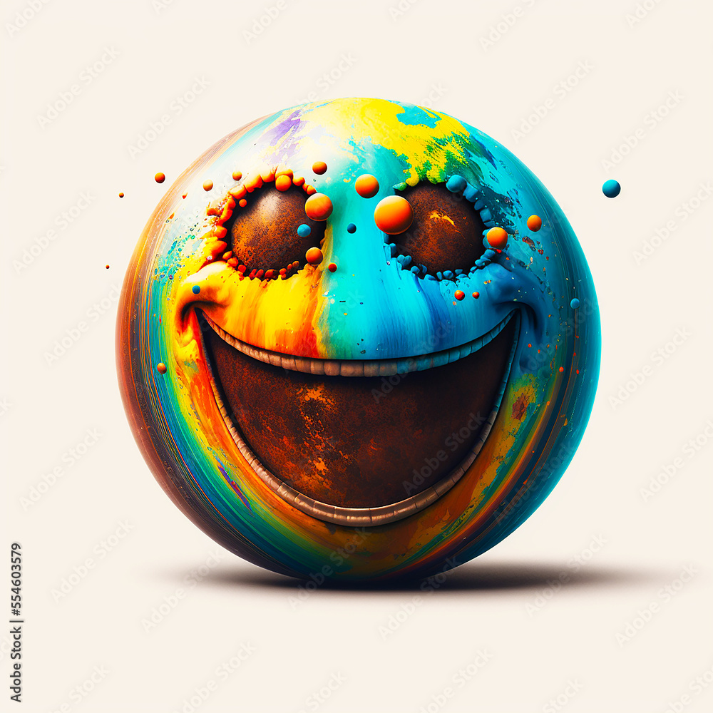 Happy Colorful World Emoji Stock Illustration | Adobe Stock