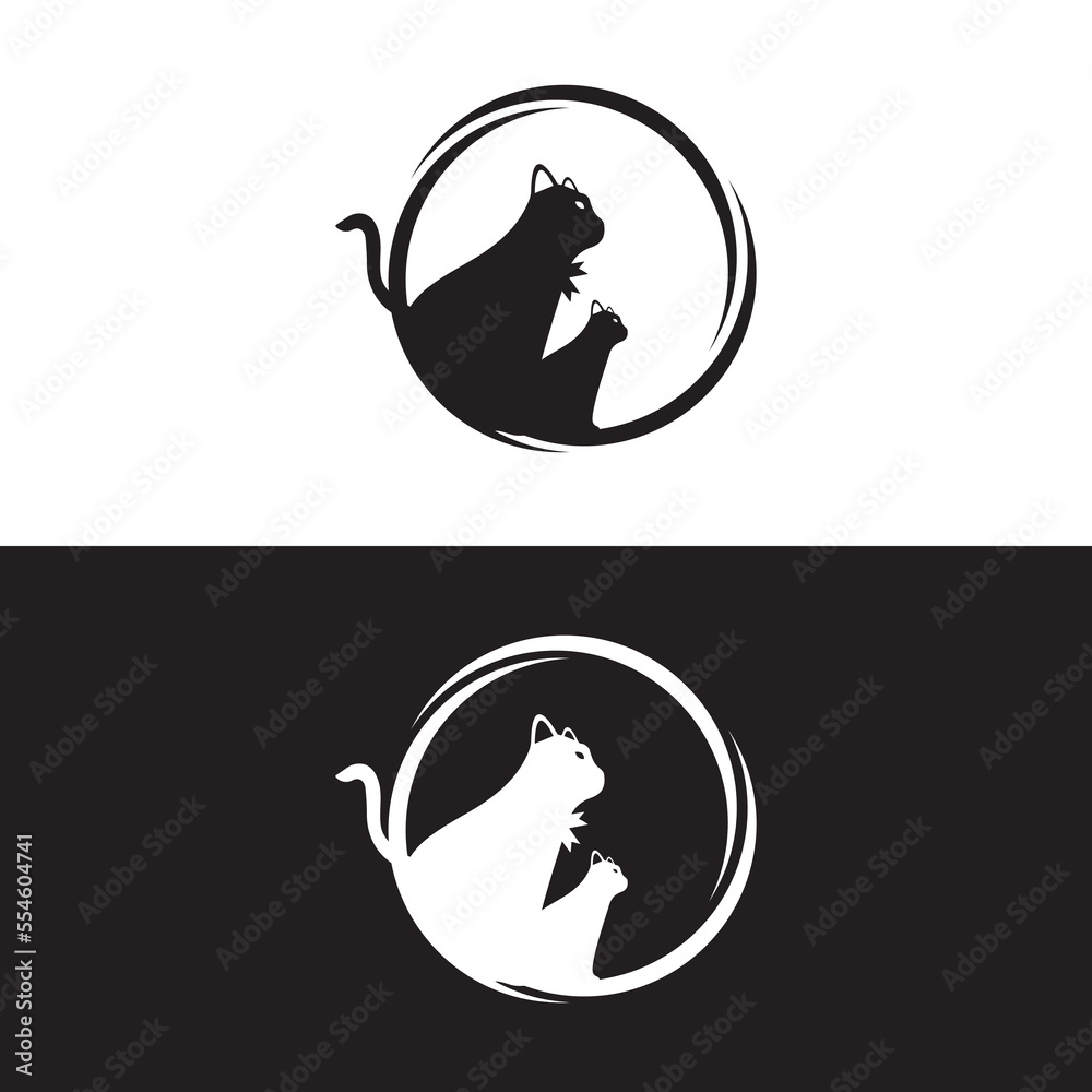 Circle cat animal logo template design . icon logo . silhouette logo ...