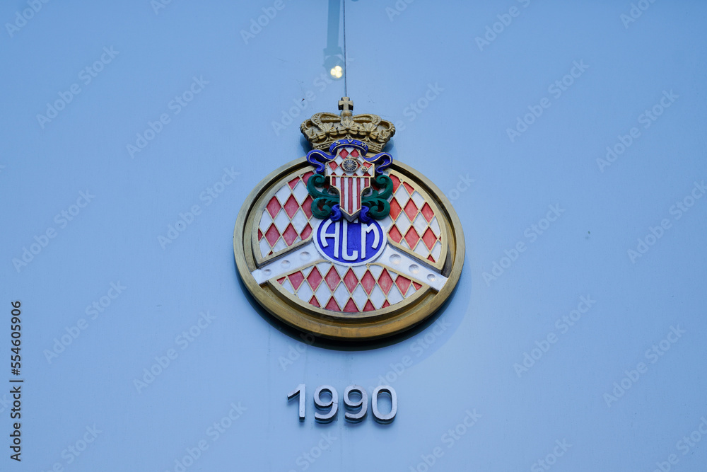 Automobile club of Monaco brand logo and text sign on facade office ...