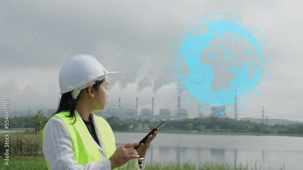 Video Stock Female chief engineer working and laptop with new project ...