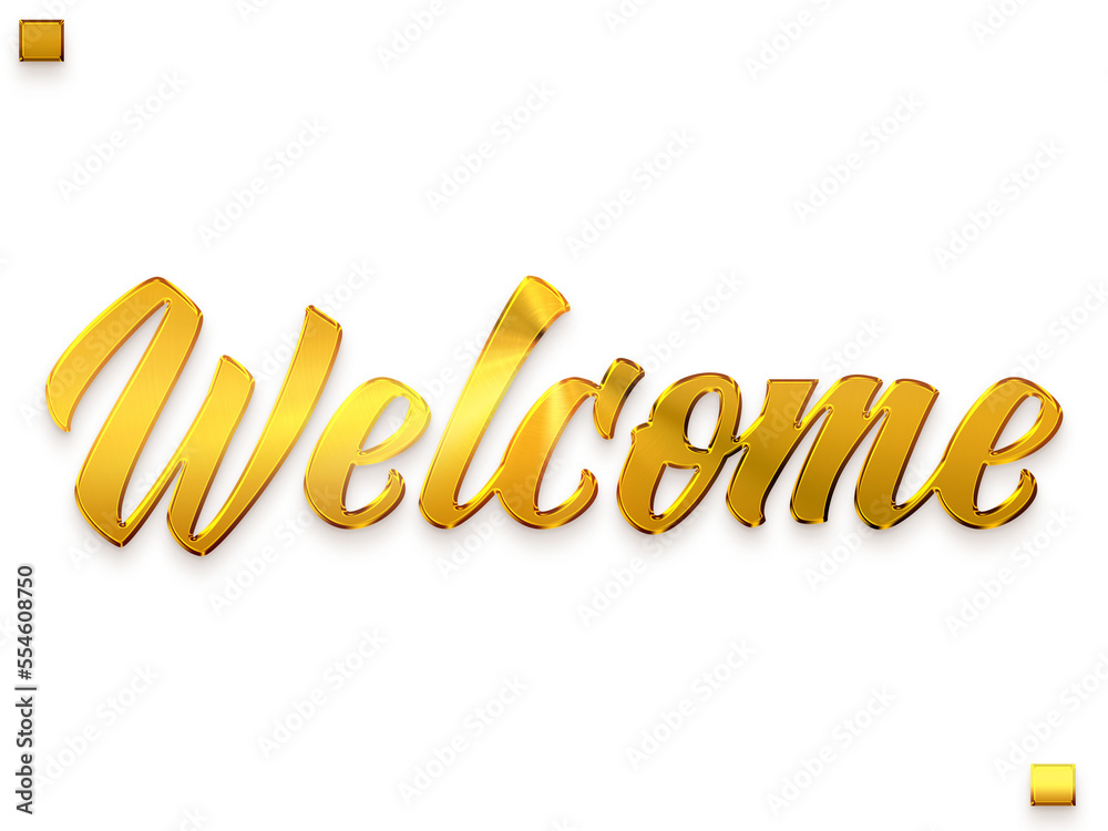Welcome Text in Transparent PNG Alphabetical Glowing Golden Text Stock Photo | Adobe Stock