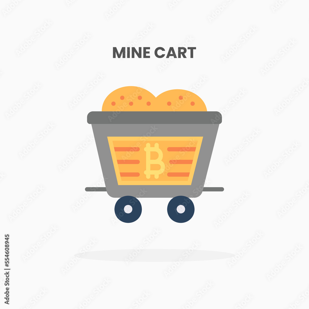 Mine cart icon flat. Vector illustration on white background. Can used ...