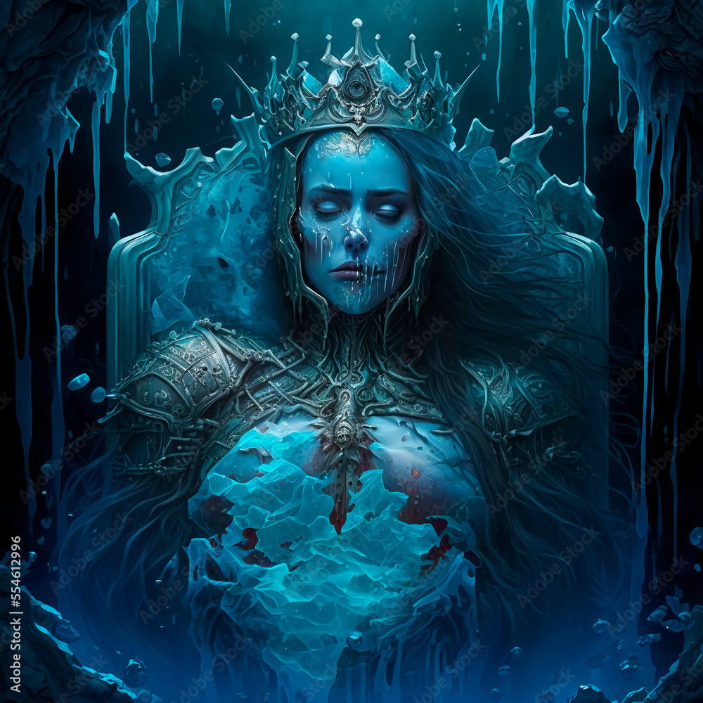 The Snow Queen. The dead ice princess. Sleeping Beauty. Photorealistic ...
