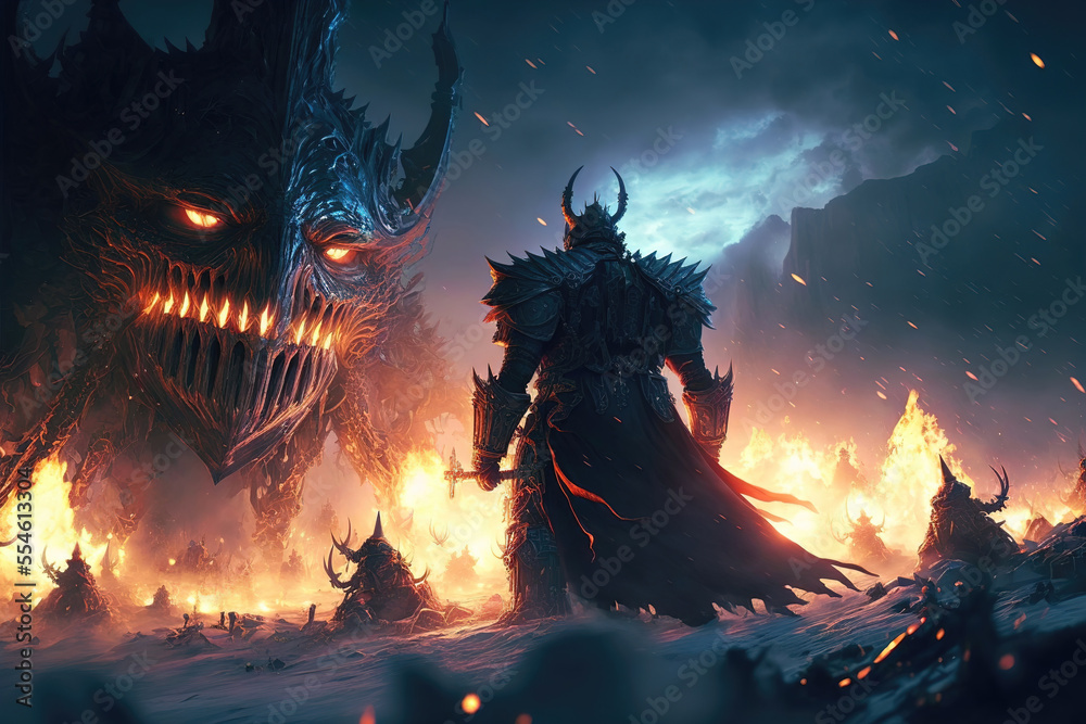 ภาพประกอบสต็อก Battle of knights in armor on the battlefield, the ...