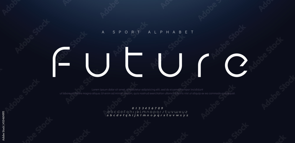 Future style alphabet. Thin segment line font, minimalist type for ...