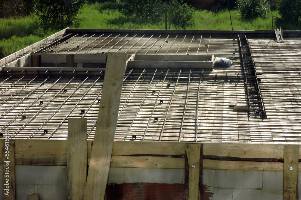 A steel reinforcement for the concrete floor on the first floor of a ...