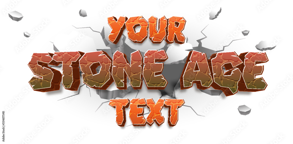 Your Stone Age Rock Editable Typography Text Effect. Dinosaur ancient ...