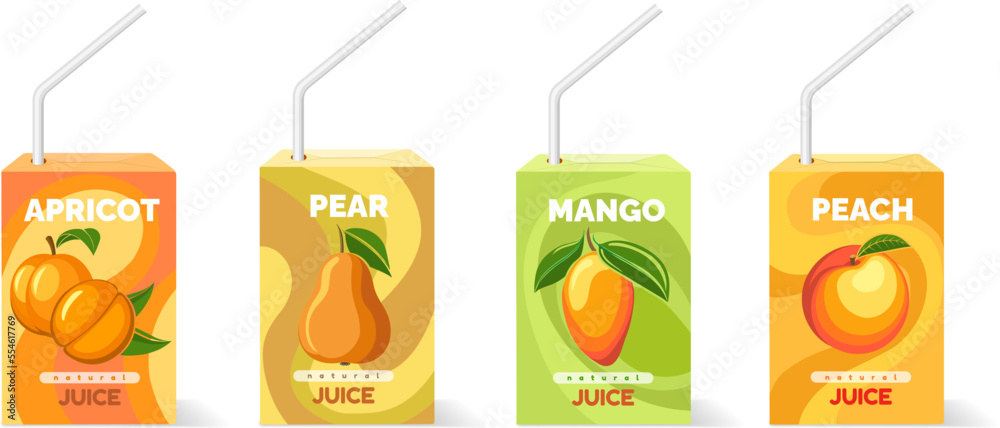 Fruit juice packets Stock Vector | Adobe Stock