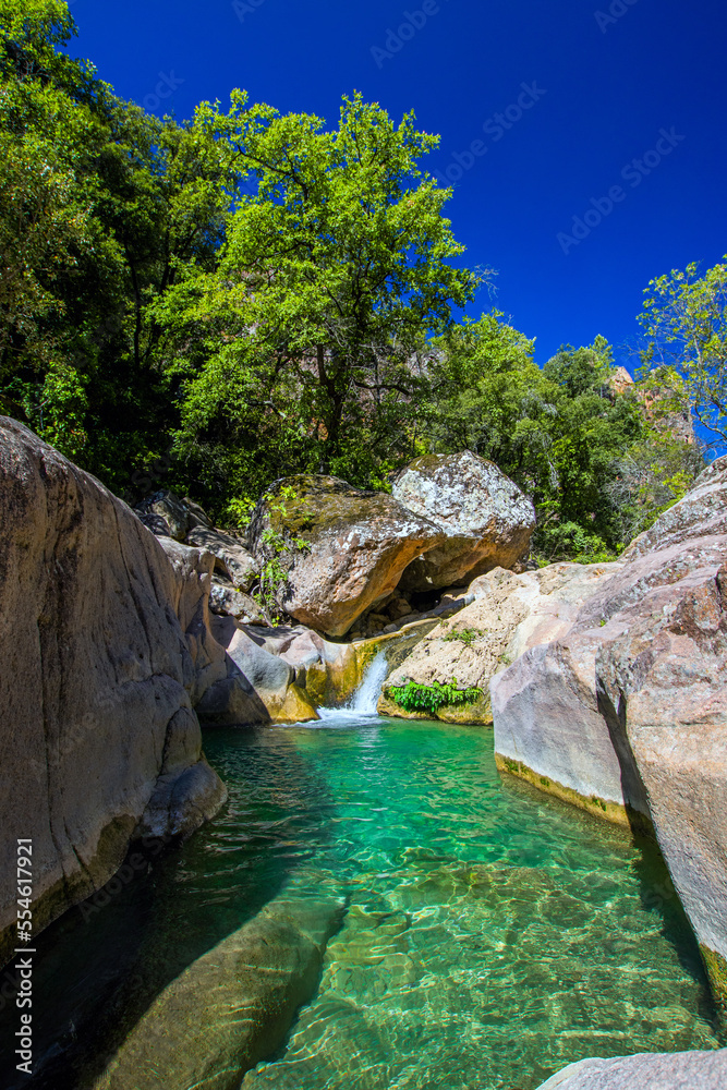 Vasques naturelles vertes des Gorges du Pennafort au Printemps dans le ...