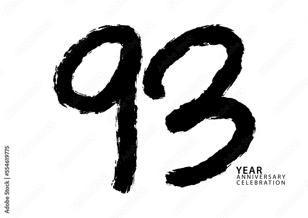 93 year anniversary celebration black color logotype vector, 93 number ...