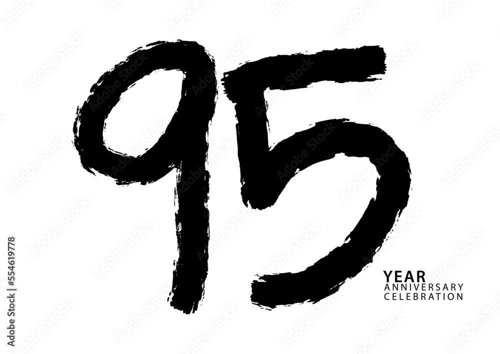 95 year anniversary celebration black color logotype vector, 95 number ...