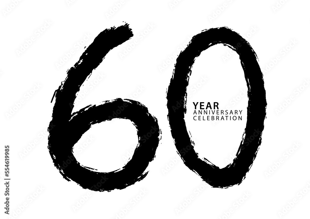 60 year anniversary celebration black color logotype vector, 60 number ...