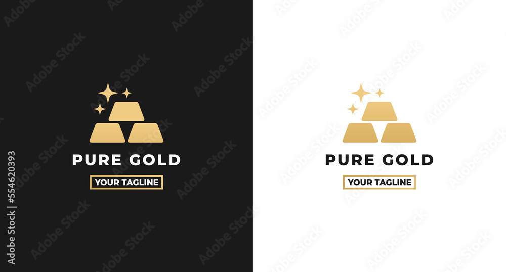 Gold bar logo vector or Pure gold logo isolated on white and black ...