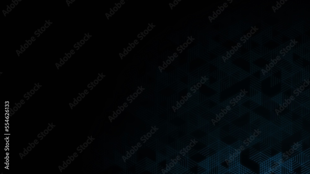 Illustration of a black background with blue patterns and added effects ...