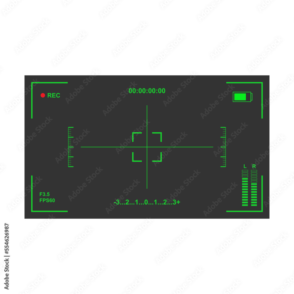Camera viewfinders cartoon illustration. Shooting camera screen with ...