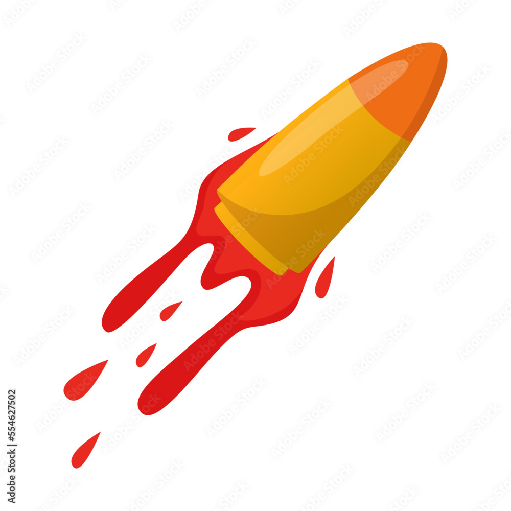 Comic bullet trace cartoon illustration. Blood trace on white ...