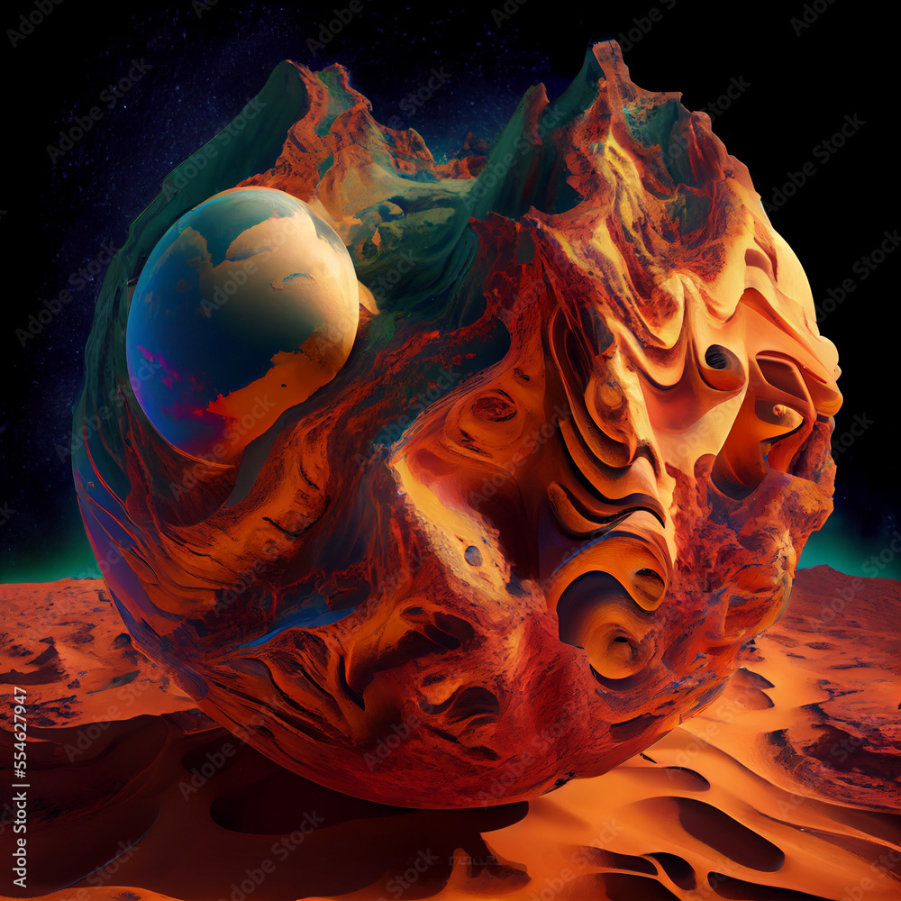 Mars Surface, Retro Style, AI Stock Illustration | Adobe Stock