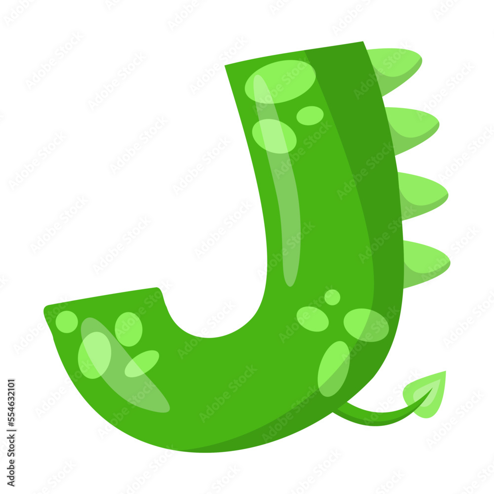 Alphabet letter J in dinosaur font vector illustration. Cute cartoon ...