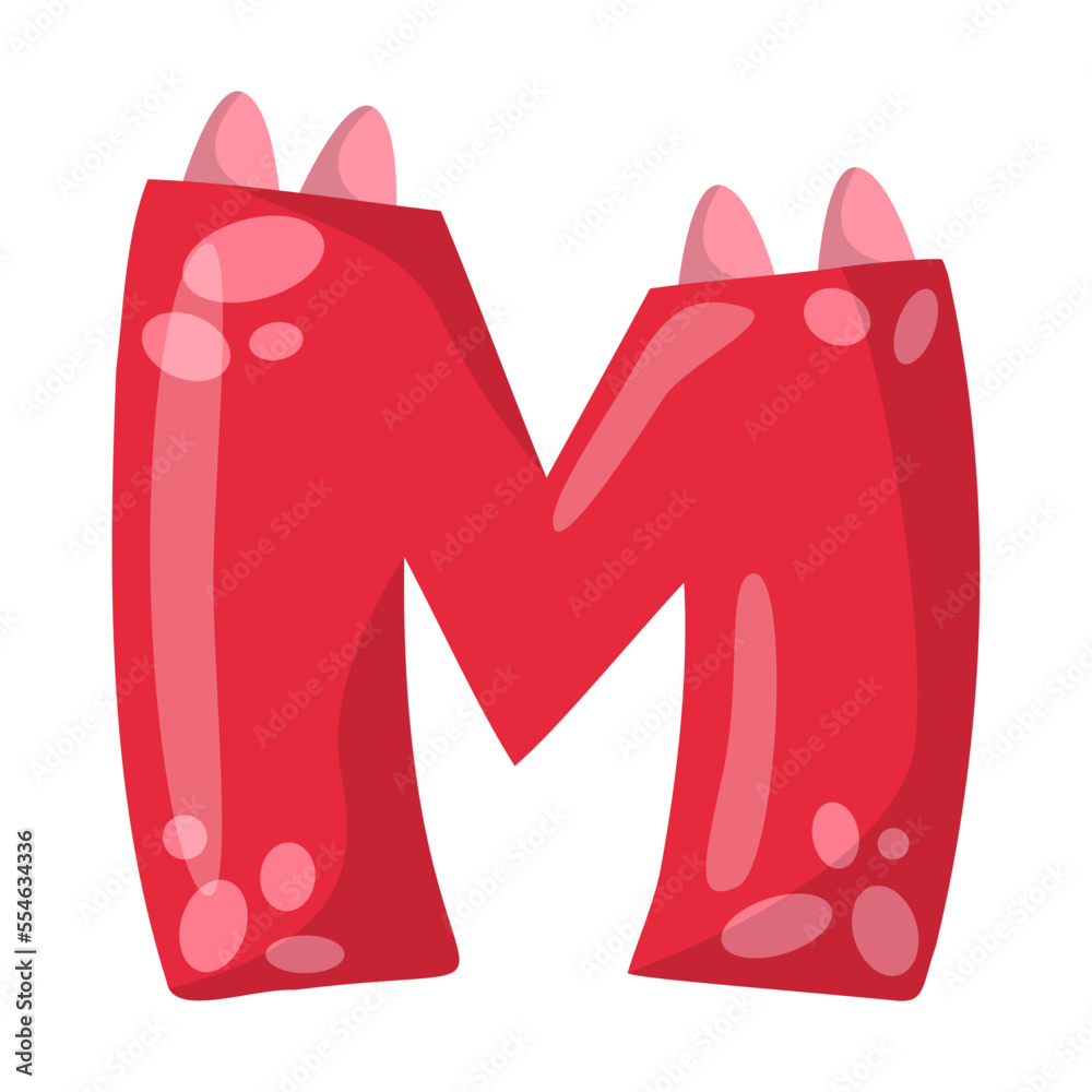 Alphabet letter M in dinosaur font vector illustration. Cute cartoon ...