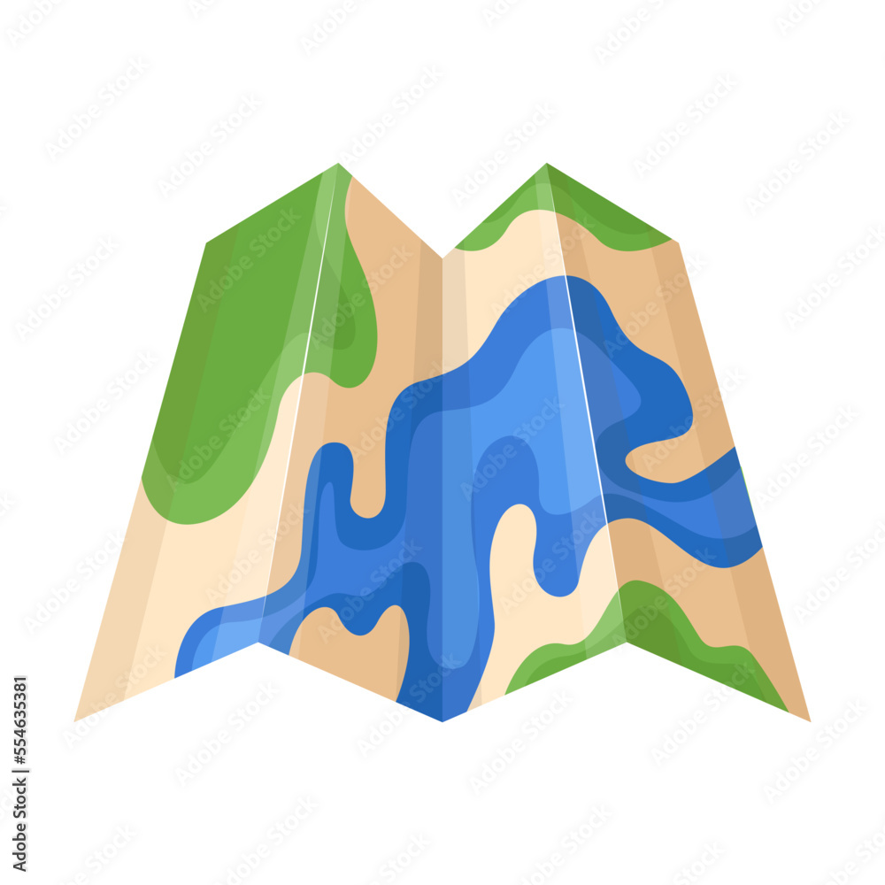 City map of paper vector illustration. Drawing of guidebook with ...