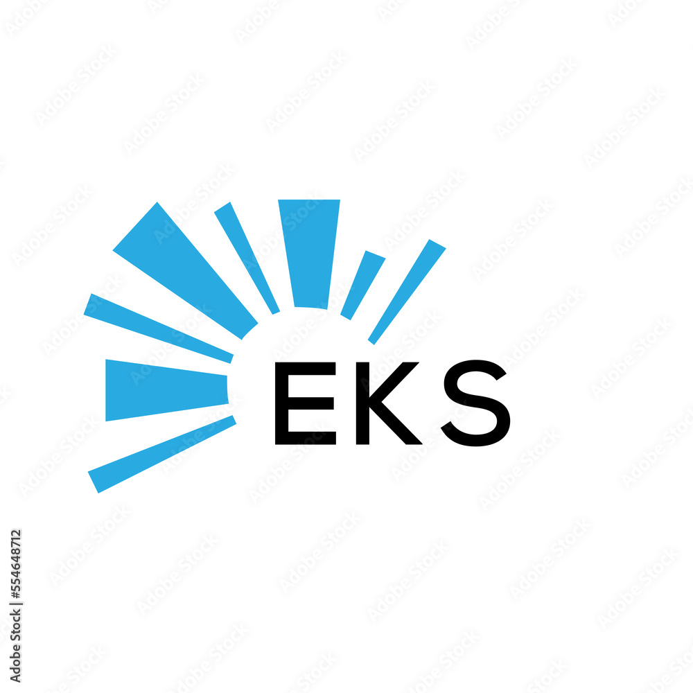 EKS letter logo. EKS blue image on white background and black letter ...