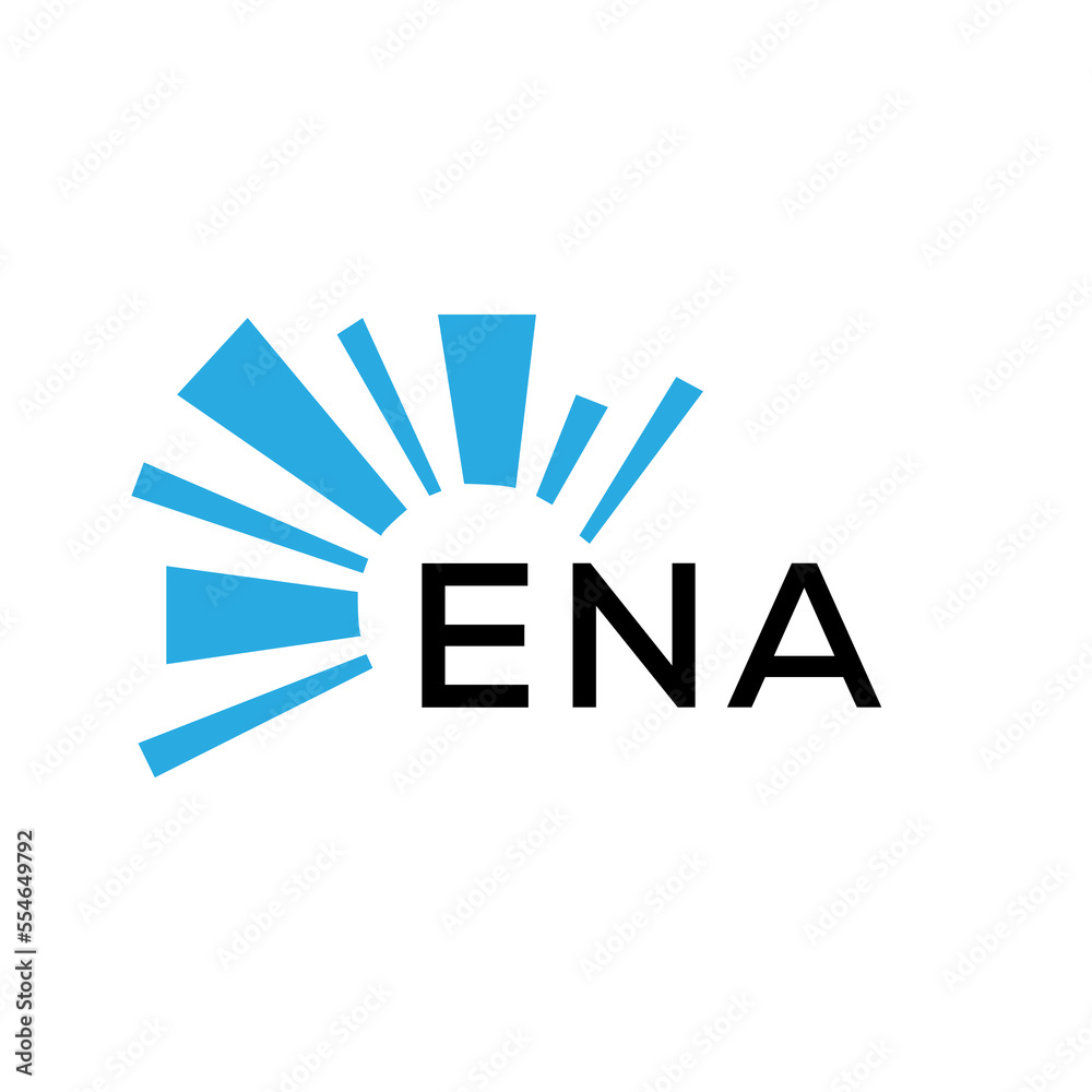 ENA letter logo. ENA blue image on white background and black letter ...
